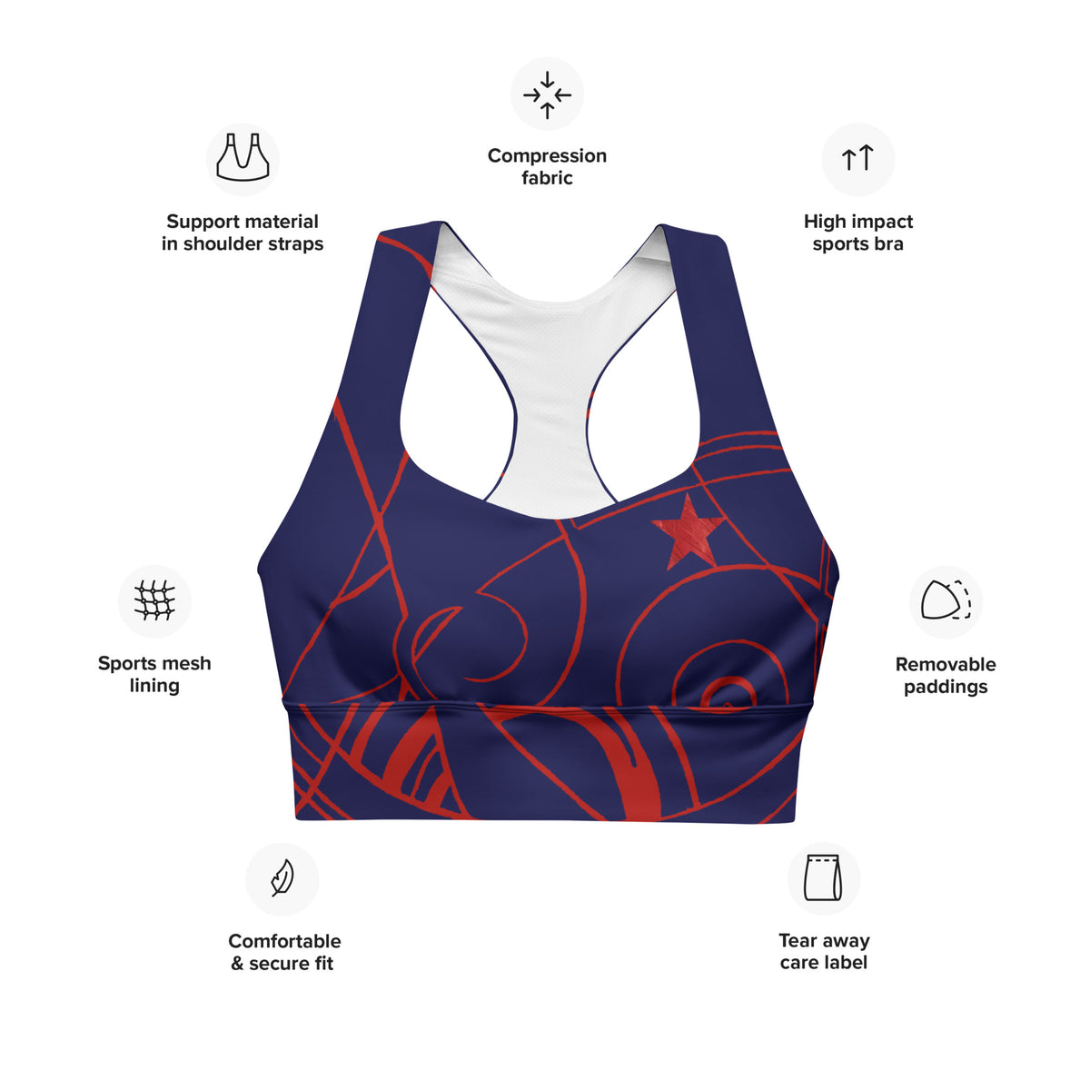 Nicole's Sketch Independence Day | Women's Fine Art Sports Bra | Debbie ...